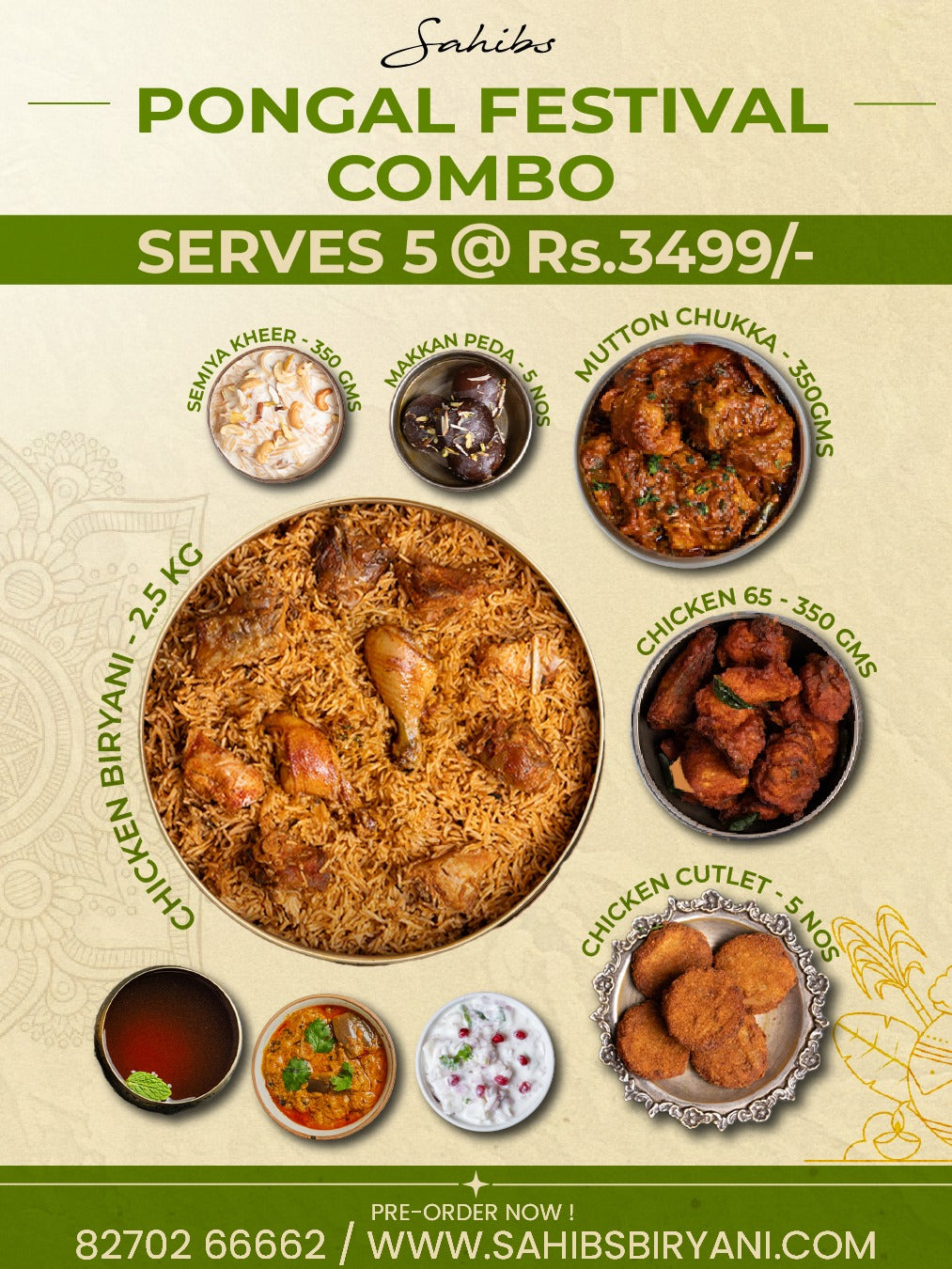 Pongal Festival Chicken Biryani Combo - Serve - 5 – Sahibs Biryani